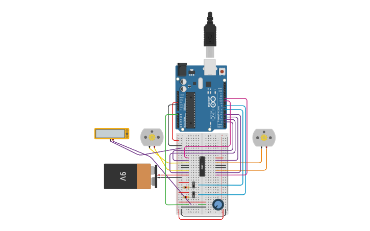 Circuit design Control motores dc con puente H | Tinkercad