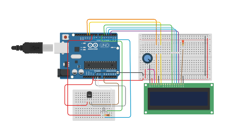 Circuit design digital thermometer project - Tinkercad