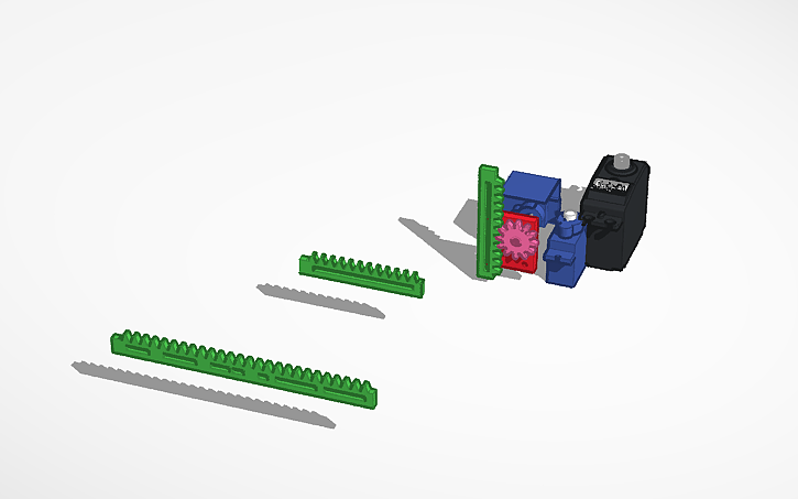 3D design Copy of SG90 and Rack and Pinion - Tinkercad