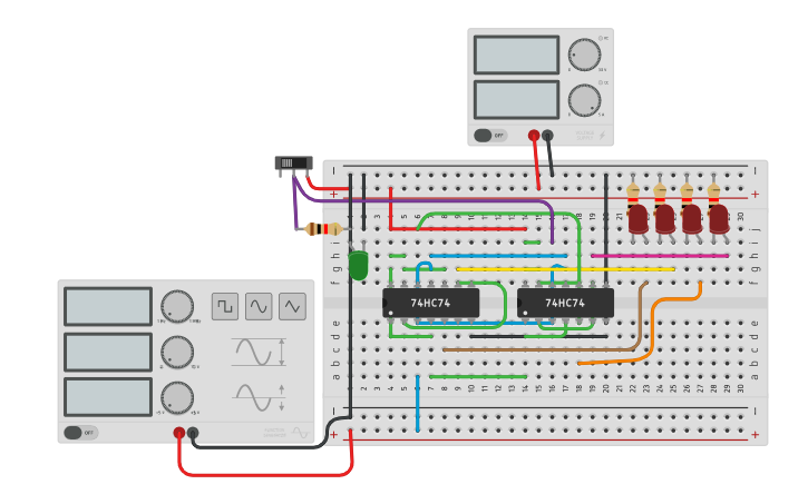 Circuit design LEFT SHIFT REGISTER | Tinkercad