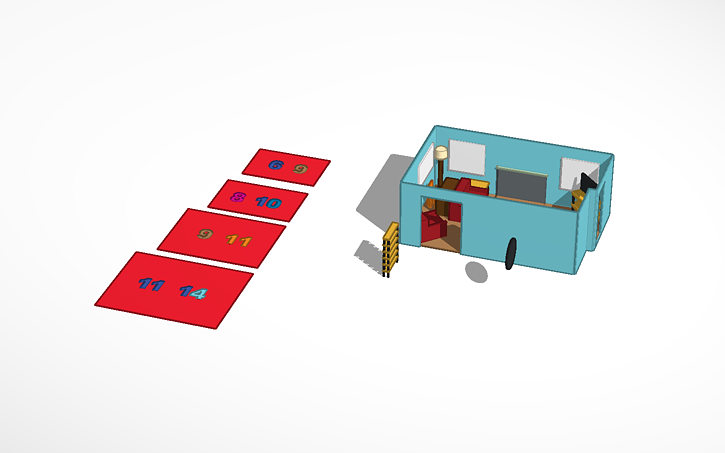 3D design Copy of Living Room Floor With Walls and Furniture | Tinkercad