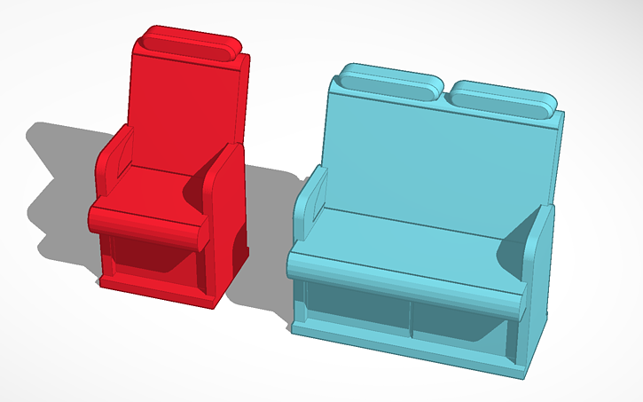 3D design Short HO Train Seats - Tinkercad