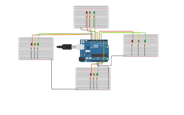 Circuit design Experiment-4(Traffic Lights) - Tinkercad