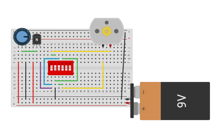 Circuit design DC motor control with simple H-bridge - Tinkercad