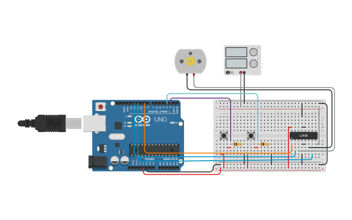 Circuit design Motor-L293D | Tinkercad