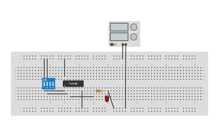 Circuit design NAND gate(2 input) - Tinkercad