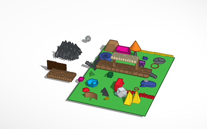 3D design kid playground/dog park/boring parent area - Tinkercad