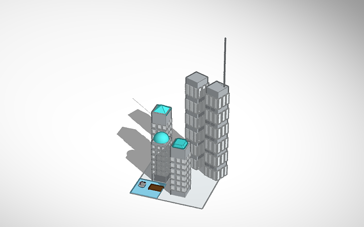 3D design Twin Tower SkyLine - Tinkercad