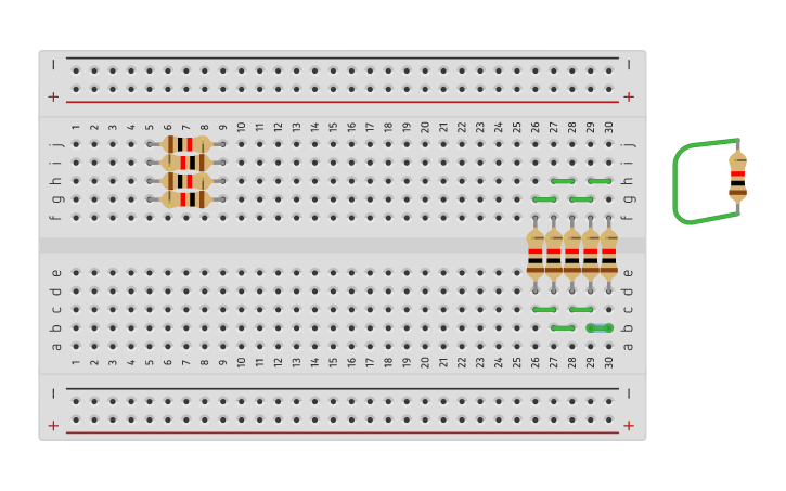 Circuit design A2.2 Breadboard Connections #1 - Tinkercad