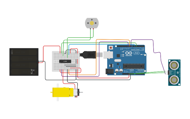 Circuit design Final Project Ultrasonic obstacle detection - Tinkercad