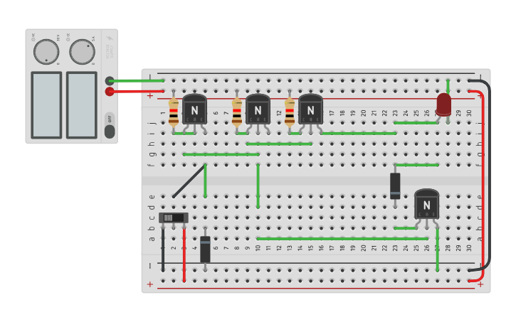 Circuit design TTL NOT GATE 986 - Tinkercad