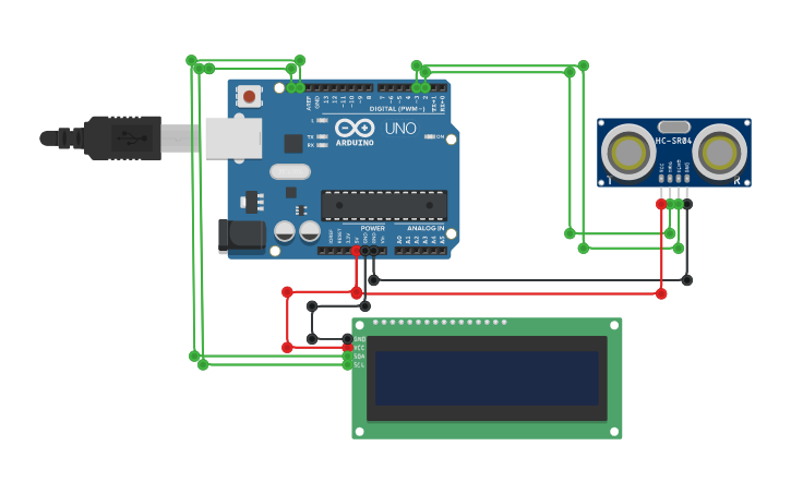 Circuit design Interfacing LCD - Tinkercad