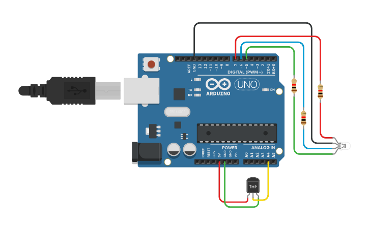 Circuit design temperature sensor | Tinkercad