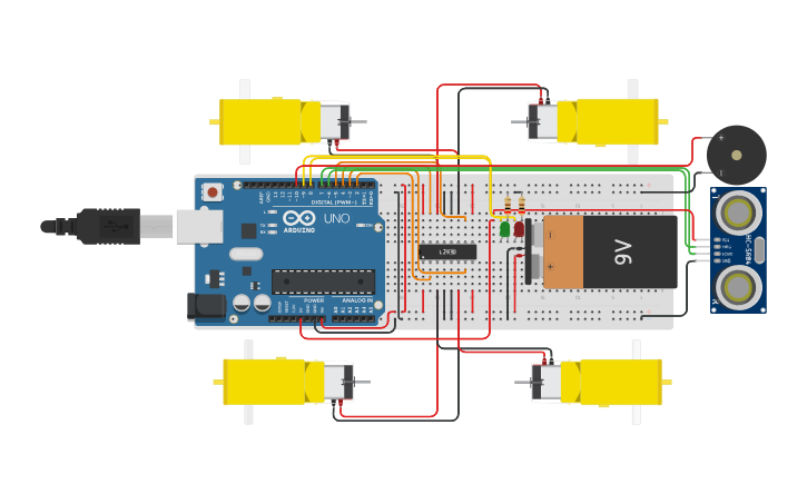 Circuit design 4WD RC CAR - Tinkercad