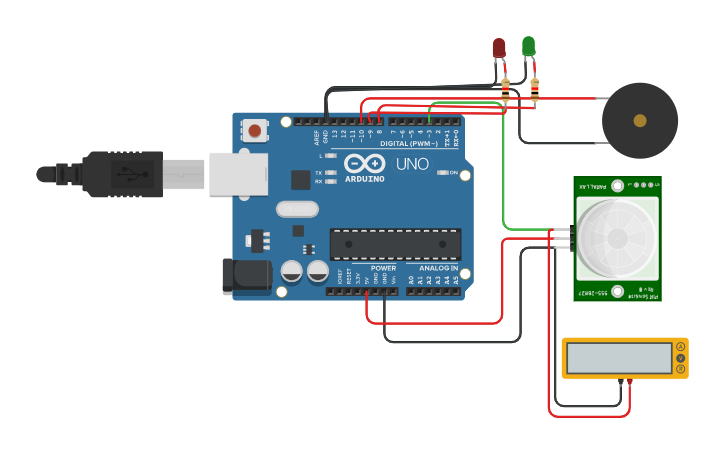 Circuit design PIR - Tinkercad