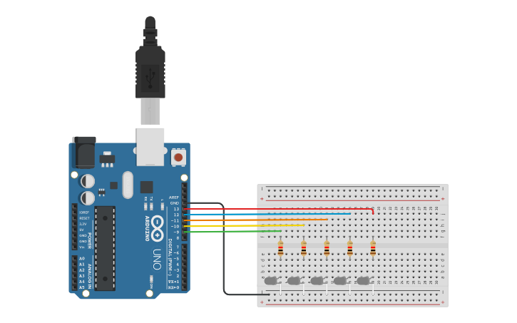 Circuit design Desafio 3_Loop For - Tinkercad