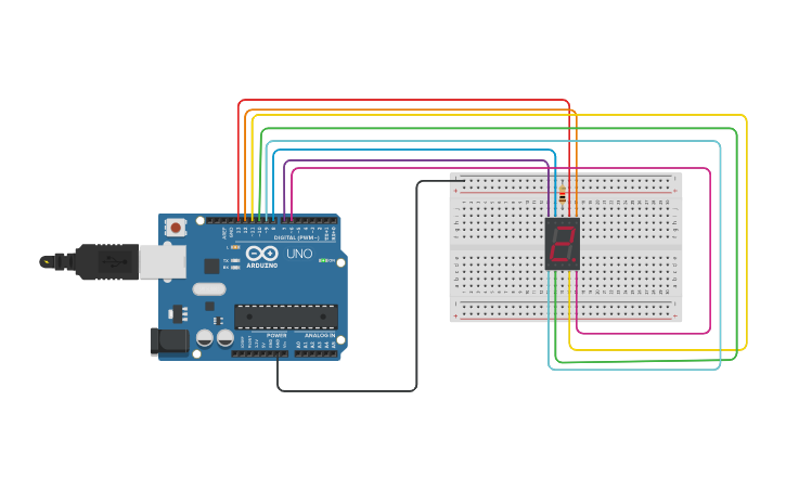 Circuit Design Seven Segment Display Common Cathode Tinkercad