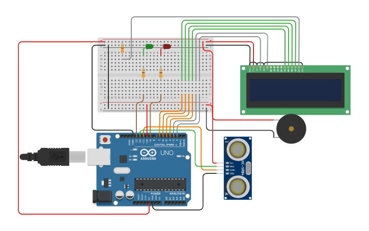 Circuit design Sensore di distanza Masselli | Tinkercad