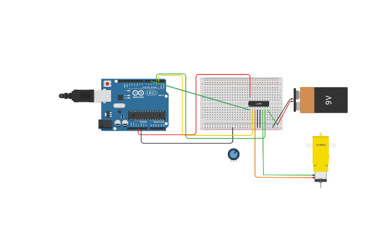 Circuit design hobby gearmotor - Tinkercad