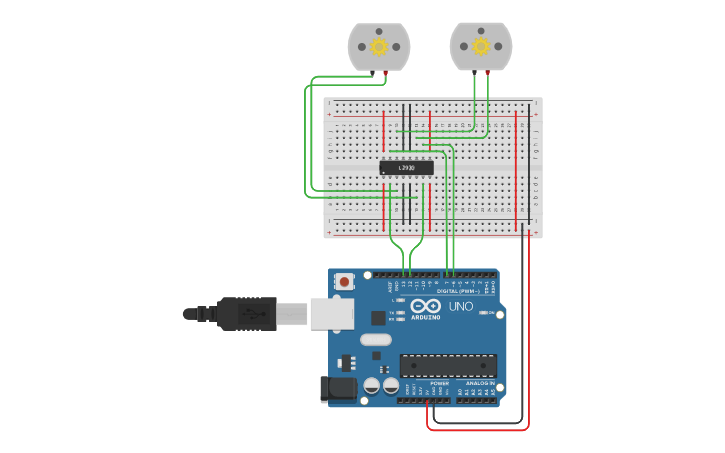 Circuit design 2 DC Motors | Tinkercad