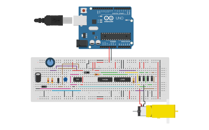Circuit design Control de Motor DC - L293D | Tinkercad