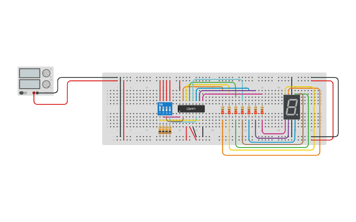 Circuit design Display a 7 segmenti - Tinkercad