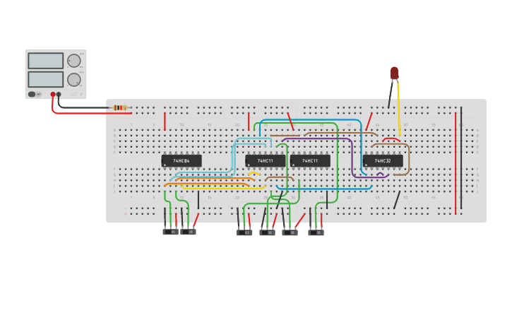Circuit design 4X1 MUX - Tinkercad