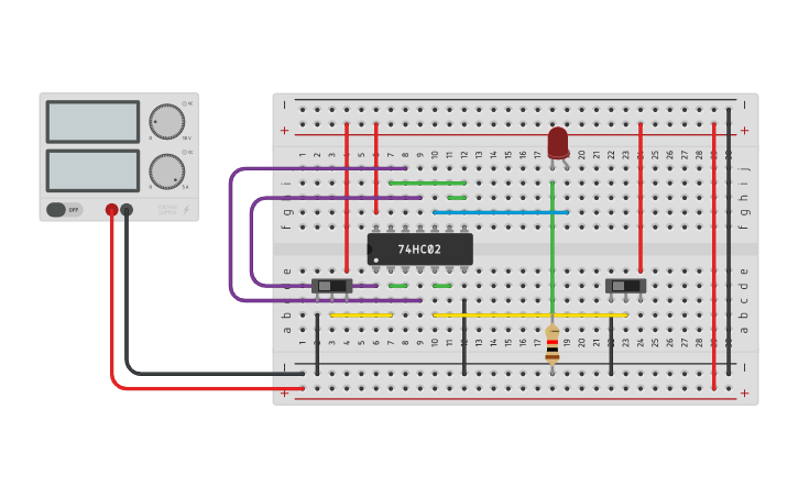 Circuit design NAND GATE USING NOR GATE - Tinkercad