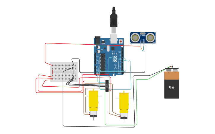 Circuit design OBSTACLE AVODING ROBOT | Tinkercad