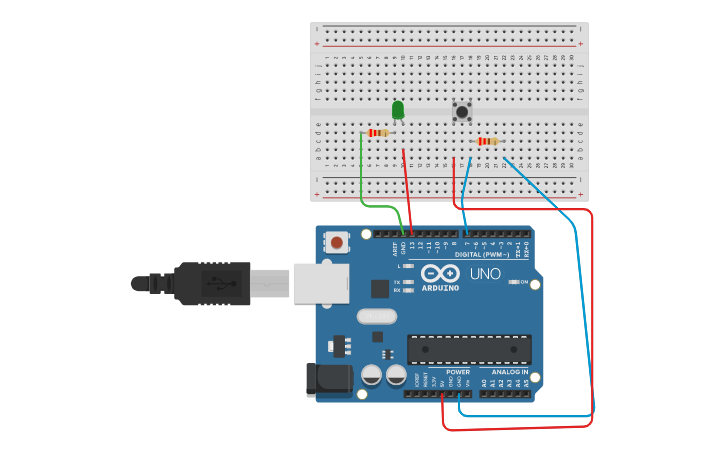 Circuit design pulsador enciende y apaga - Tinkercad Circuit design pulsador enciende y apaga - Tinkercad