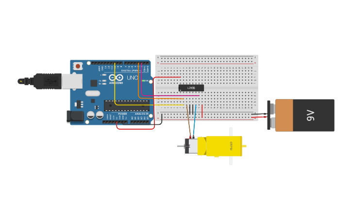 Circuit Design Prática 4 Motor L293d Tinkercad
