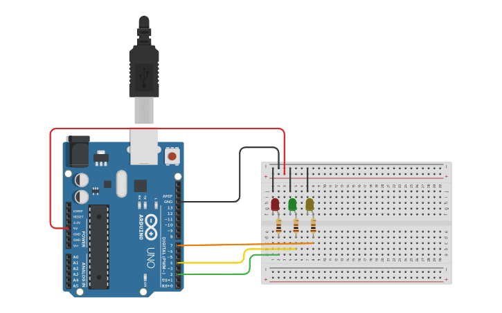 Circuit Design Led Chaser With Leds Using Arduino Uno Tinkercad