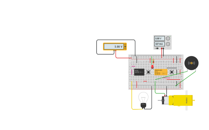Circuit design Copy of funcionamientos de reles - Tinkercad