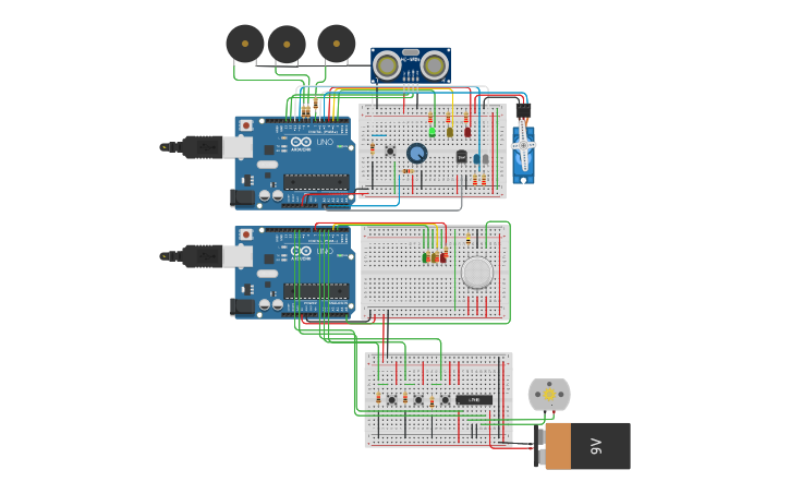 Circuit design proyecto de un elevador - Tinkercad