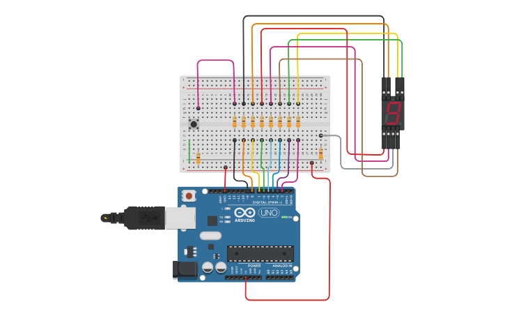 Circuit Design Seven Segment Menghitung Turun Countdown 9 0 Dengan