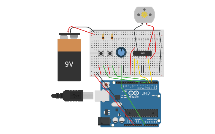 Circuit design Motor Controller - Tinkercad