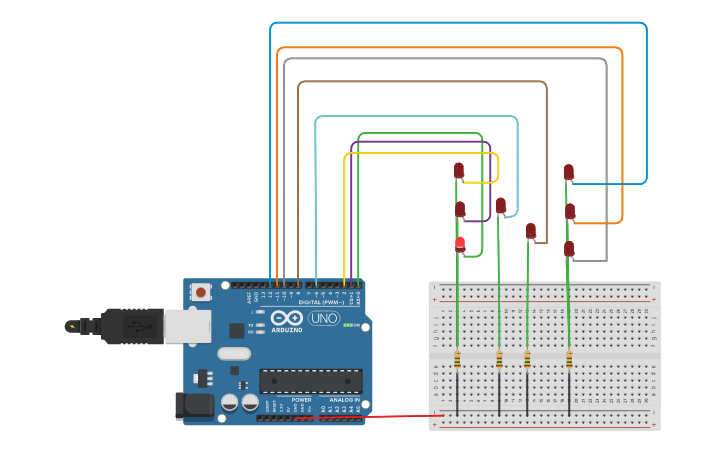 Circuit design 8 den sang dan tat dan | Tinkercad