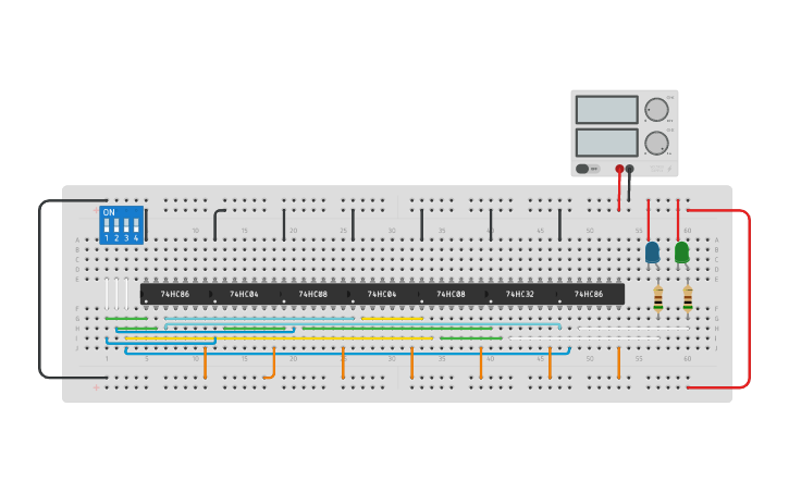 Circuit design Full Subtractor Using 2 Half Subtractors - Tinkercad
