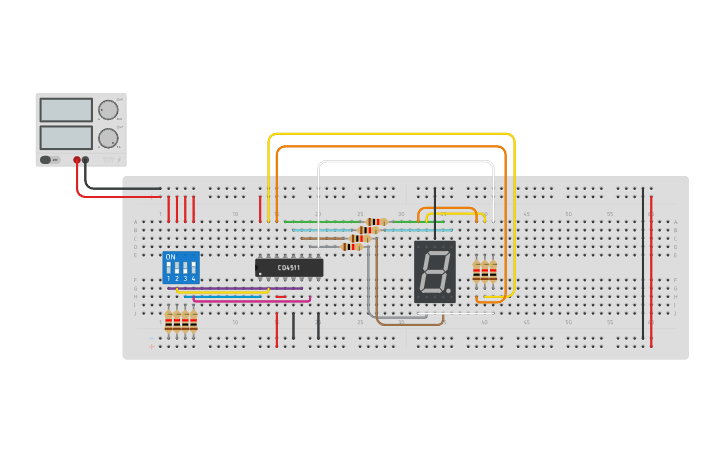 Circuit design circuito integrado 7447 - Tinkercad
