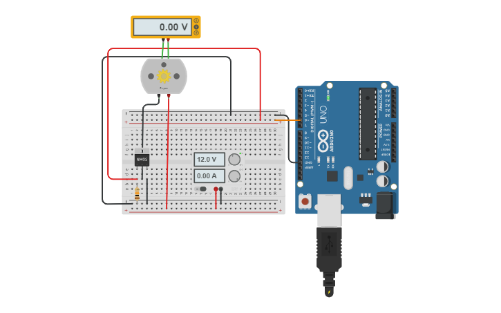 Circuit design Arduino Mosfet - Tinkercad