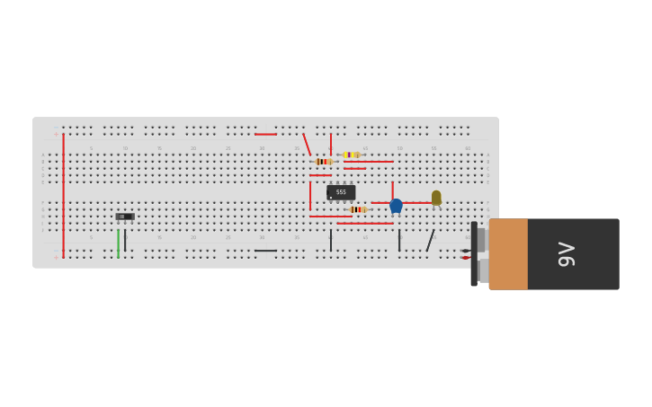 Circuit Design Blinking Led With 555 Timer By Using Switch Tinkercad
