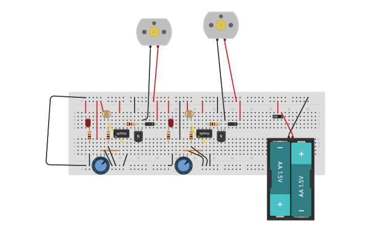 Circuit Design Two Motors Tinkercad 