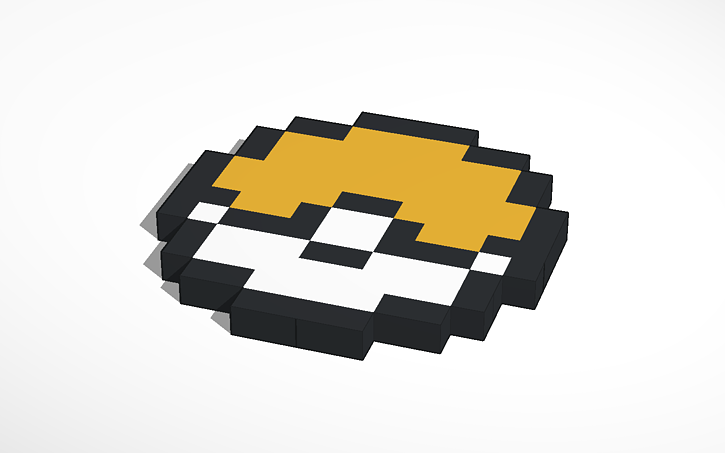 3D design Pixelated Gold Pokeball - Tinkercad