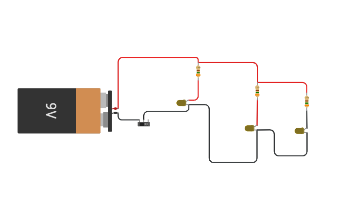 Circuit design 3 LEDS in parallel - Tinkercad