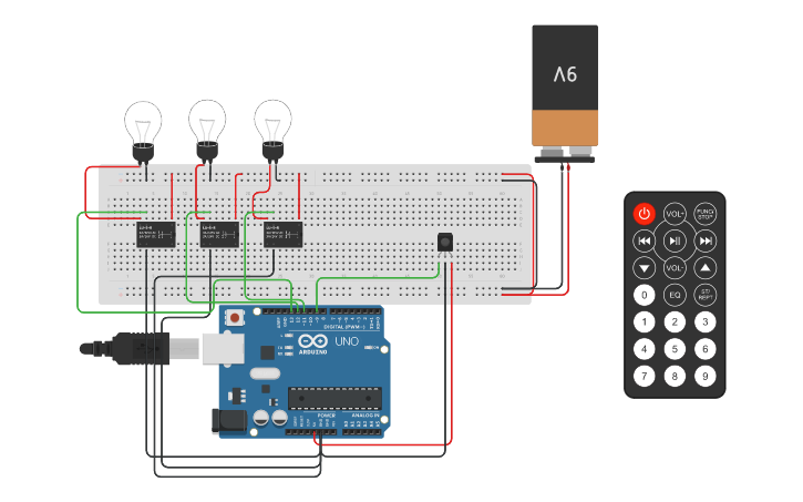 Circuit design Relay with IR Remote | Tinkercad