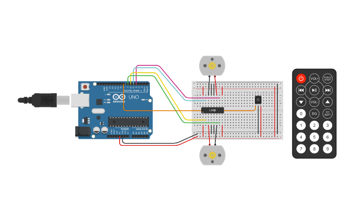 Circuit design Control remoto - Tinkercad