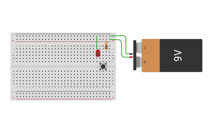 Circuit design led en el Protoboard - Tinkercad