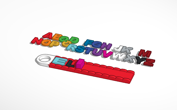 3D design Lesson: Key ring, letters! result - Tinkercad