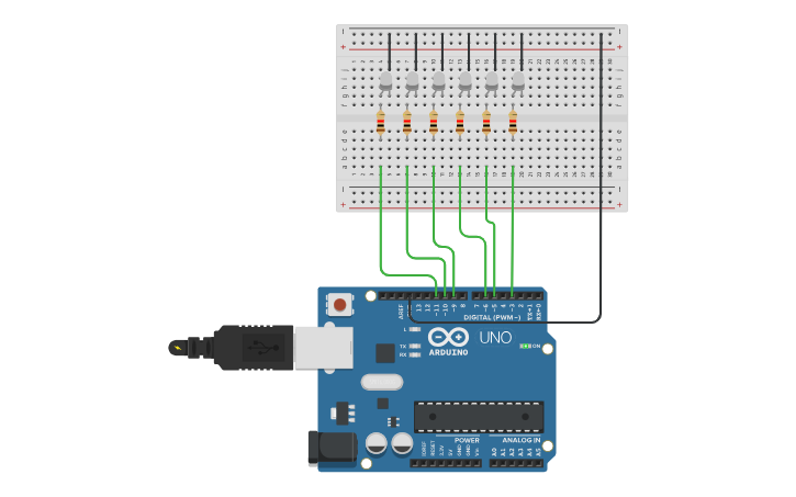 Circuit design Analog Leds - Tinkercad