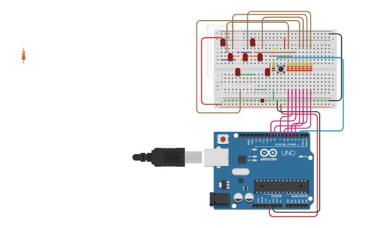 Circuit design Electronic Dice | Tinkercad